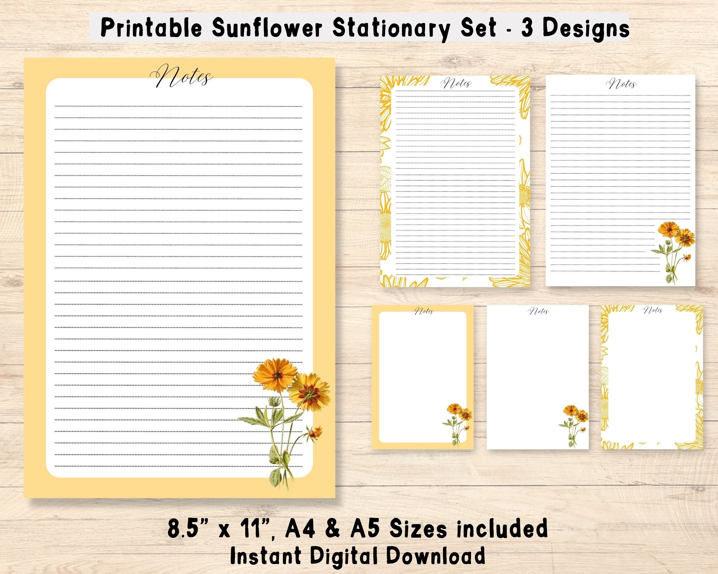Cute Sunflower Notepad Printable Digital Download Yellow - Etsy