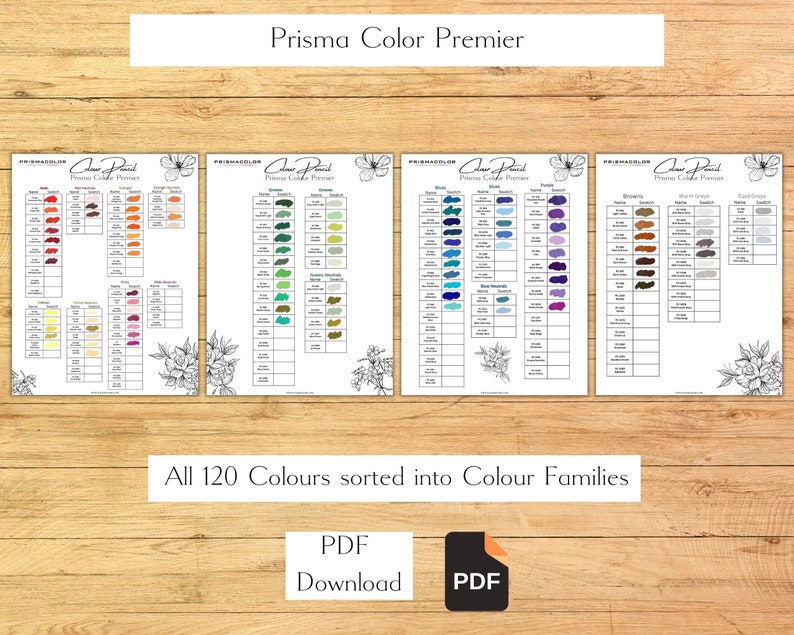 Prisma Colour Premier Colour Pencil Swatch Sheets Color Swatch Chart ...