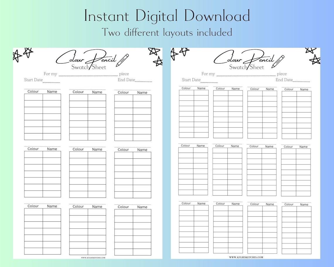 Colour Pencil Swatch Sheet Color Swatch Chart Colour Swatch Template ...