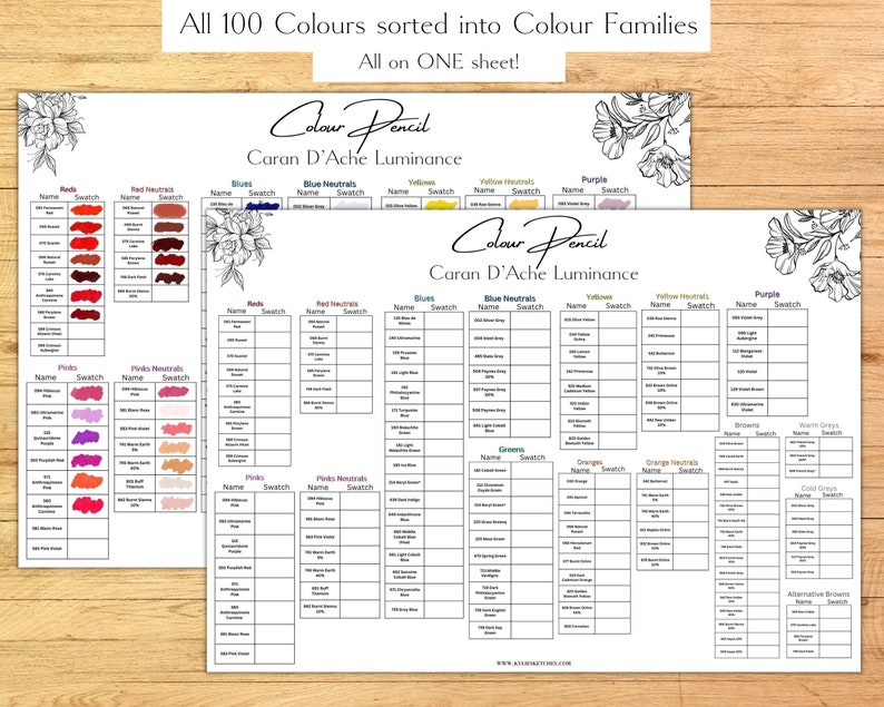 Caran D'ache Luminance Colour Pencil Swatch Single Sheet Color Swatch ...