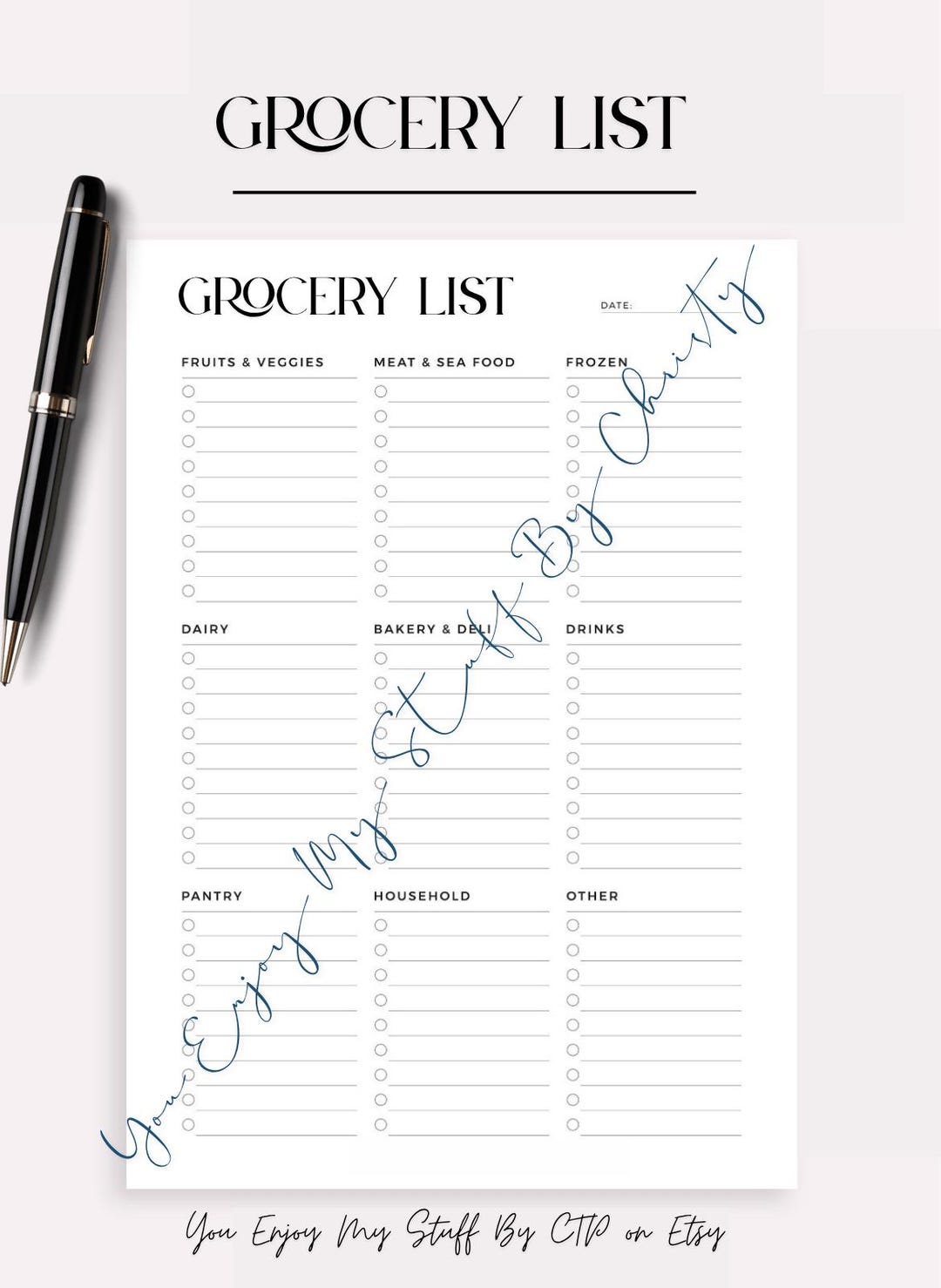Simple Grocery Shopping List Digital Download for Planner Letter Size ...