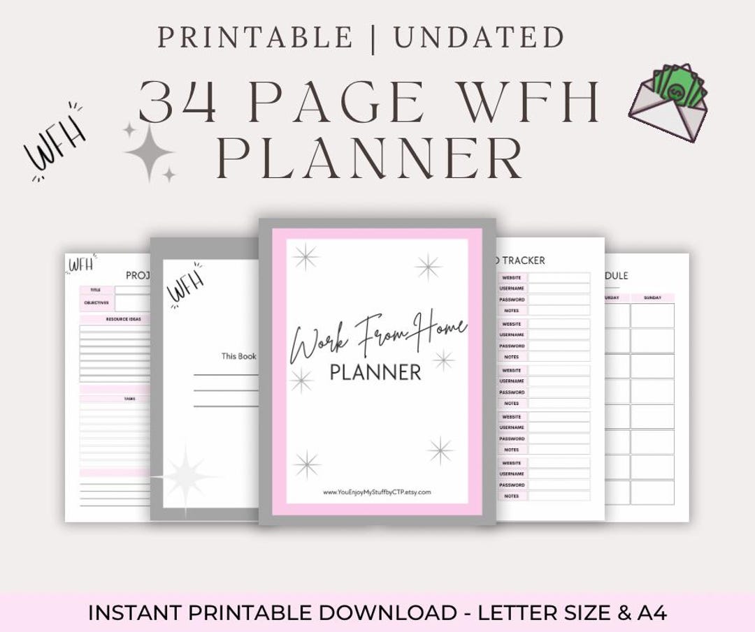 WFH Remote Planner Printable Work From Home Digital Download Organizer ...
