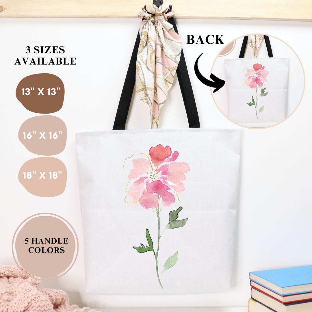 Floral Tote Bag, Watercolor Flower Design, Chic Shopping Bag, Eco ...