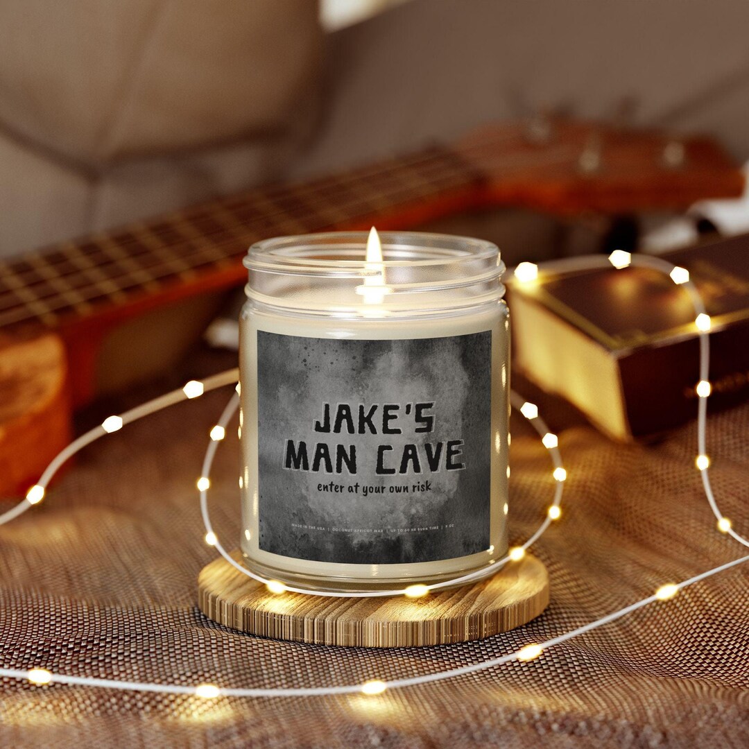 Personalized Man Cave Candle With Name, Funny Gift for Man, Man Space ...