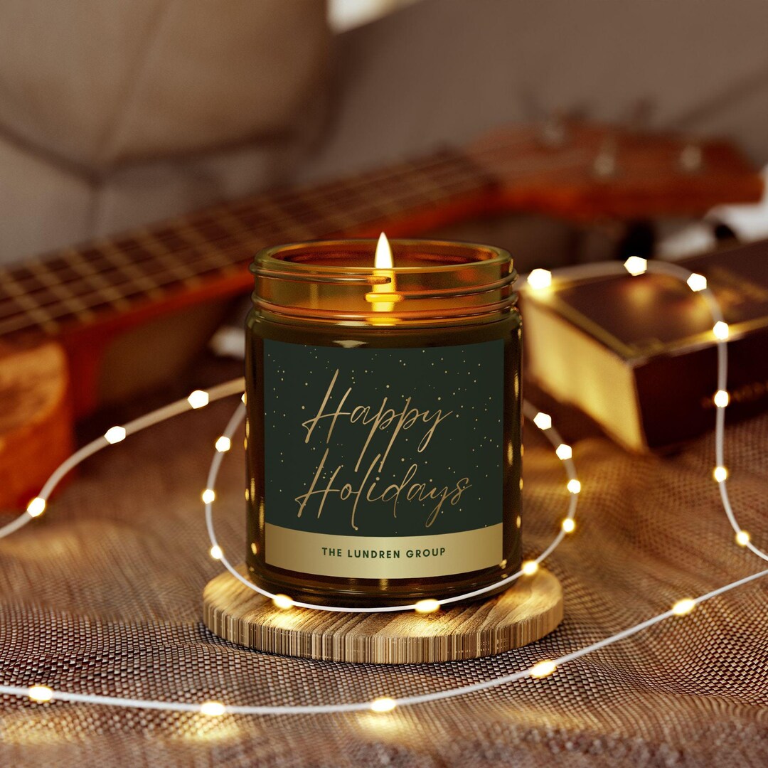 Happy Holidays Candle for Customers, Appreciation Gift, Custom ...