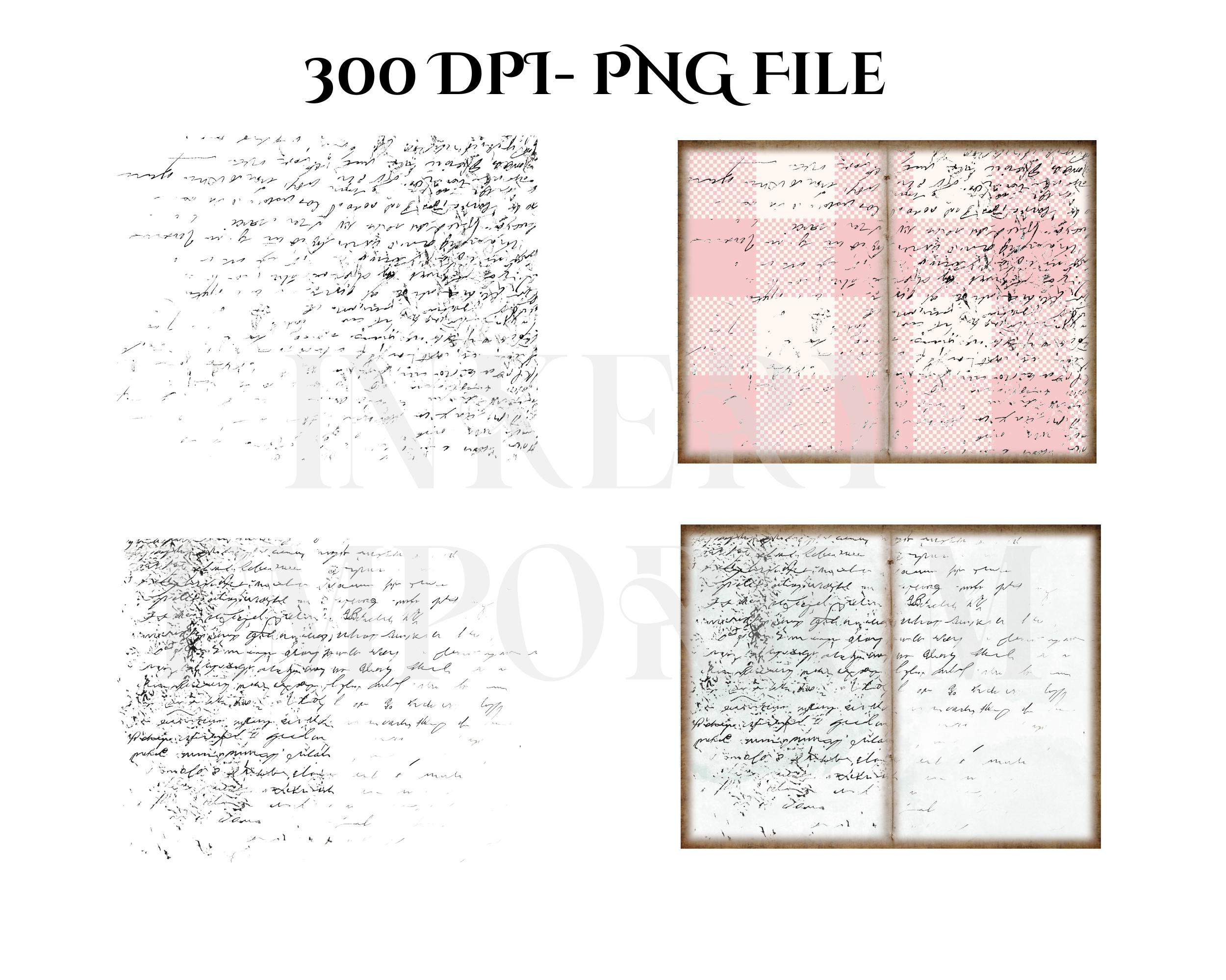 Printable Junk Journal Page Overlay- Vintage Cursive Distressed Faded ...