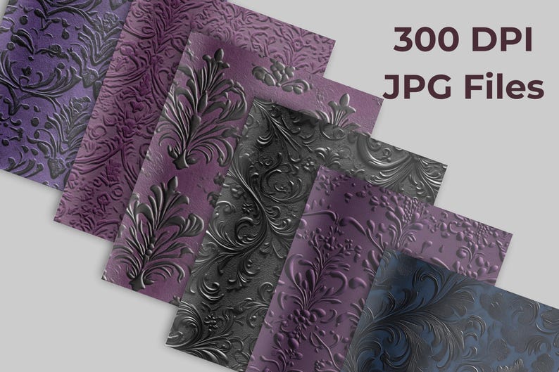 Dark Moody Victorian Brocade Digital Scrapbook Paper Backgrounds ...