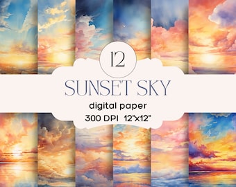 Cloudy Day-blue Sky Digital Scrapbook Paper Backgrounds-instant ...