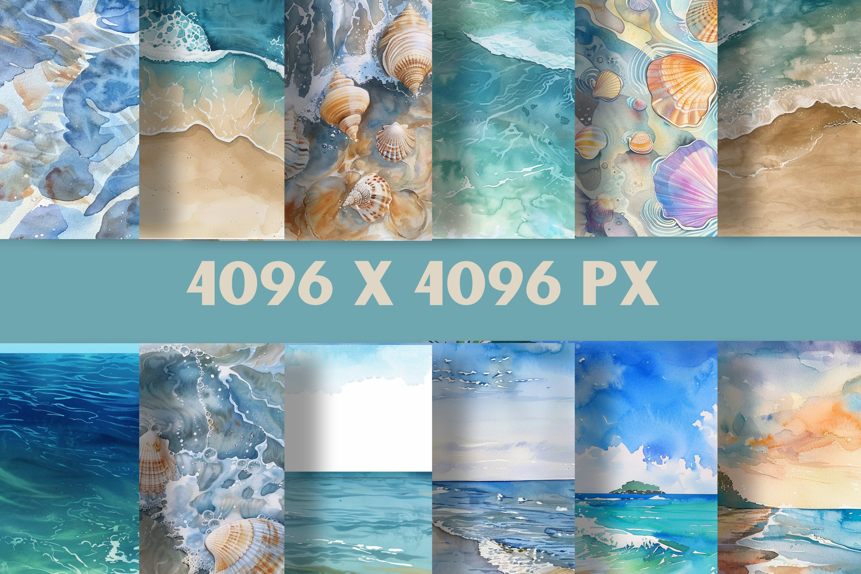 Beach Ocean Digital Scrapbook Paper Backgrounds-vacation Sand Water ...