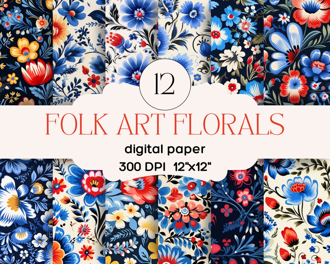 Folk Art Floral Digital Paper Patterns| Ukrainian Traditional Painting ...