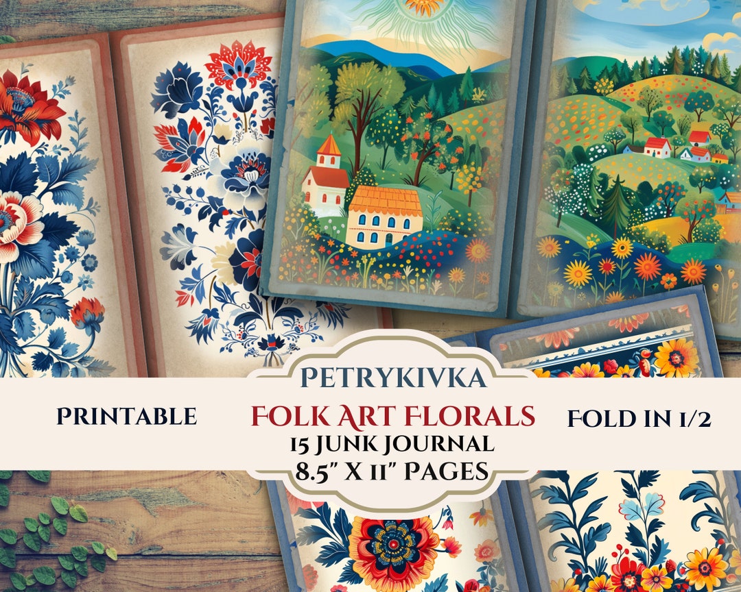 Petrykivka-style Folk Art Junk Journal Pages- Eastern European ...