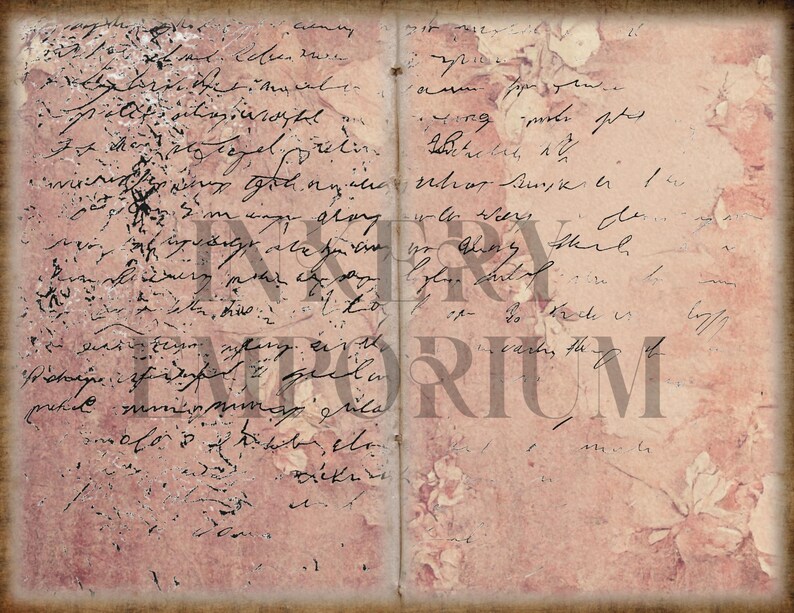 Printable Junk Journal Page Overlay Vintage Cursive Distressed Faded ...