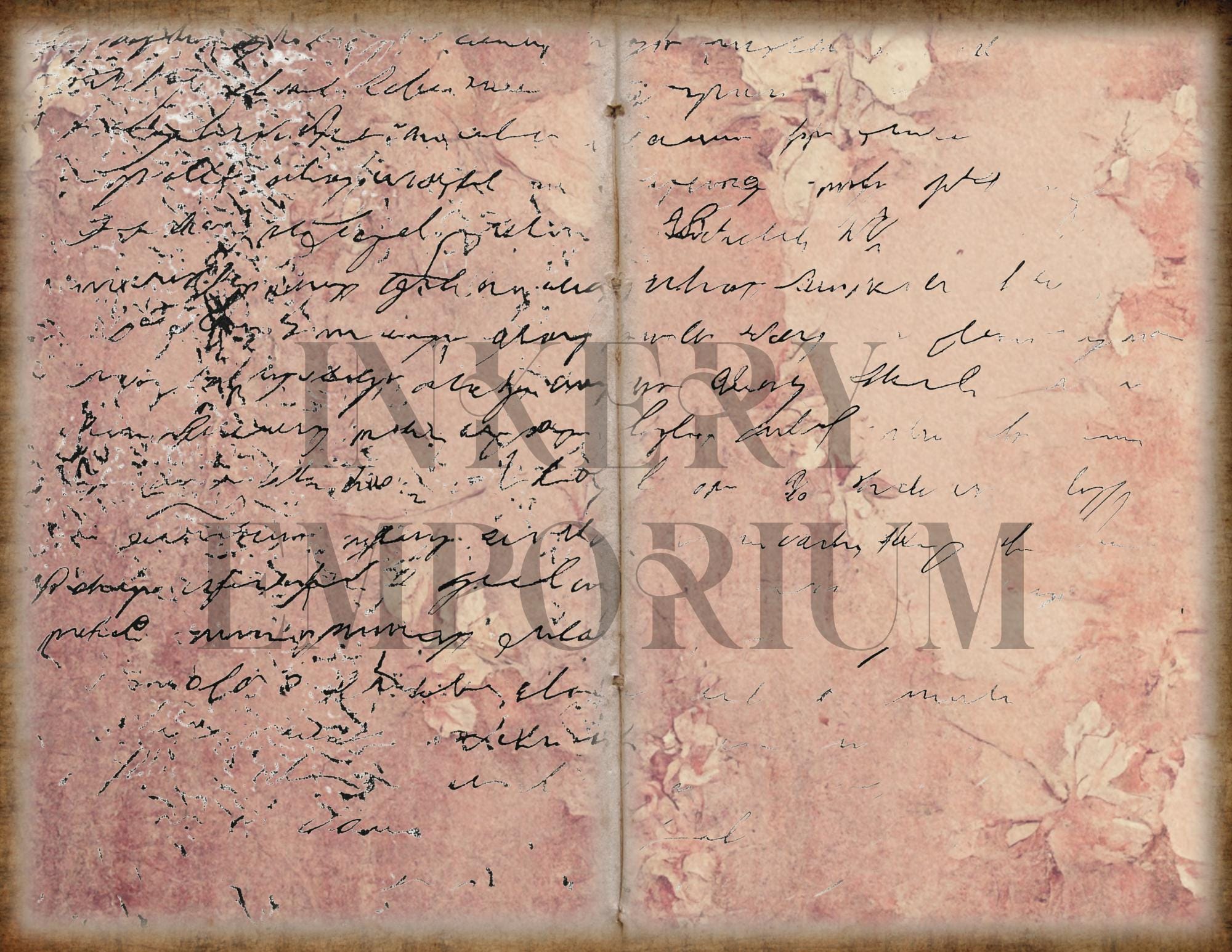 Printable Junk Journal Page Overlay- Vintage Cursive Distressed Faded ...