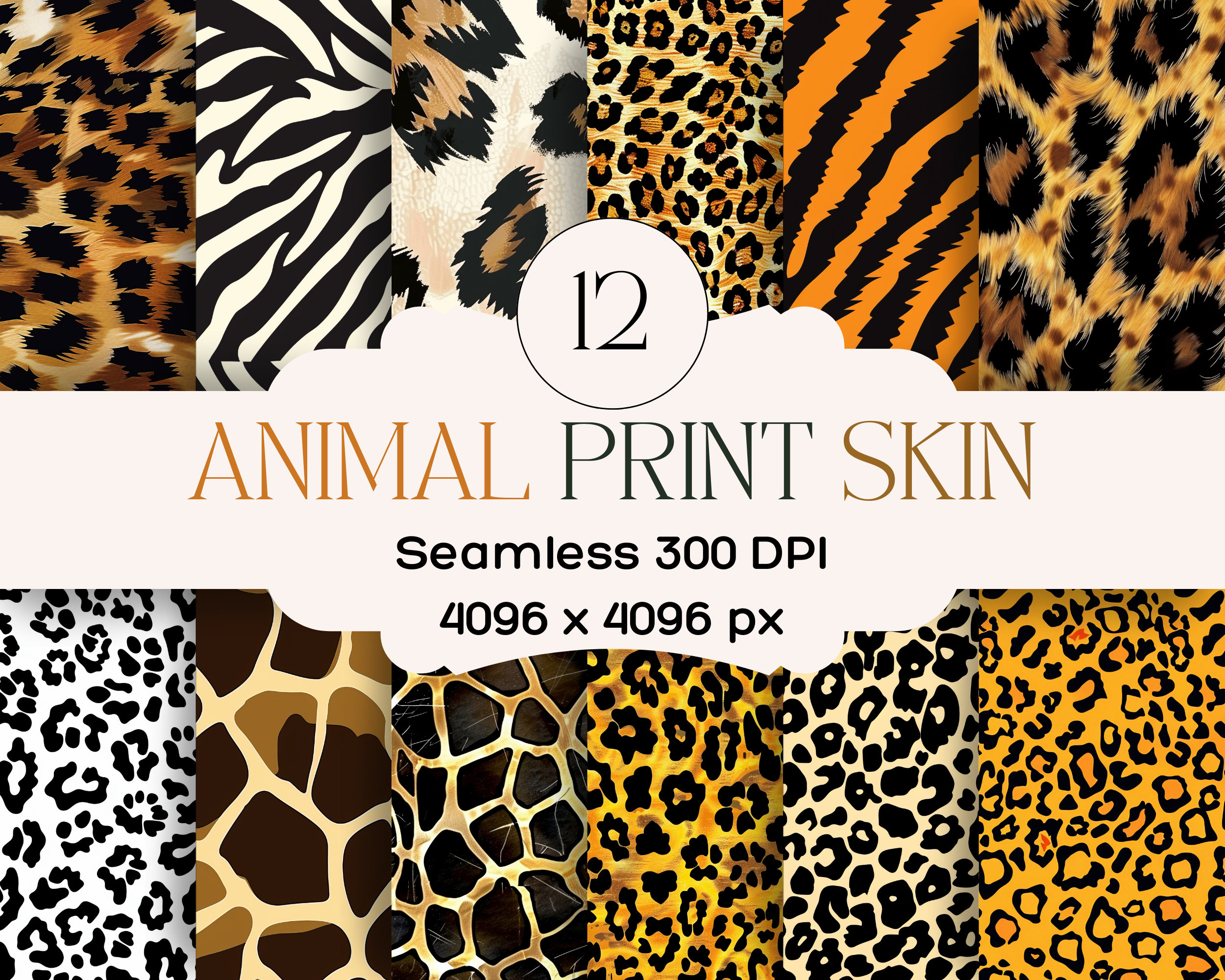 Animal Print Skin Digital Scrapbook Paper Backgrounds-seamless Pattern ...