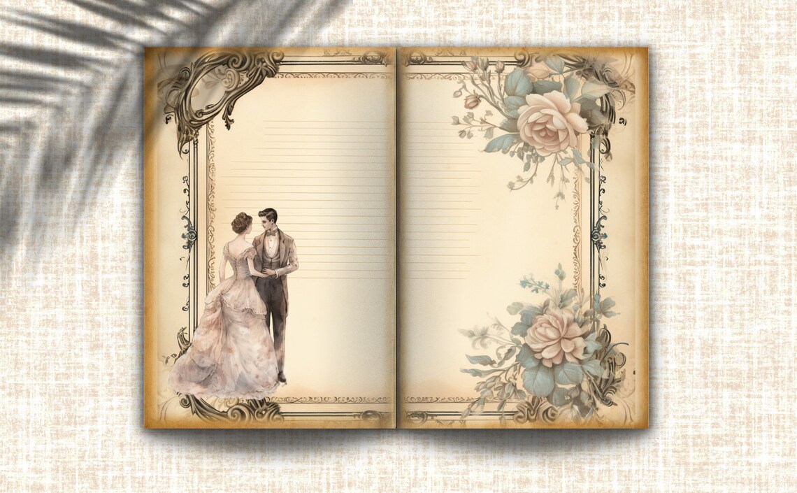 20 Victorian Bridal Wedding Junk Journal Pages- Antique Distressed ...