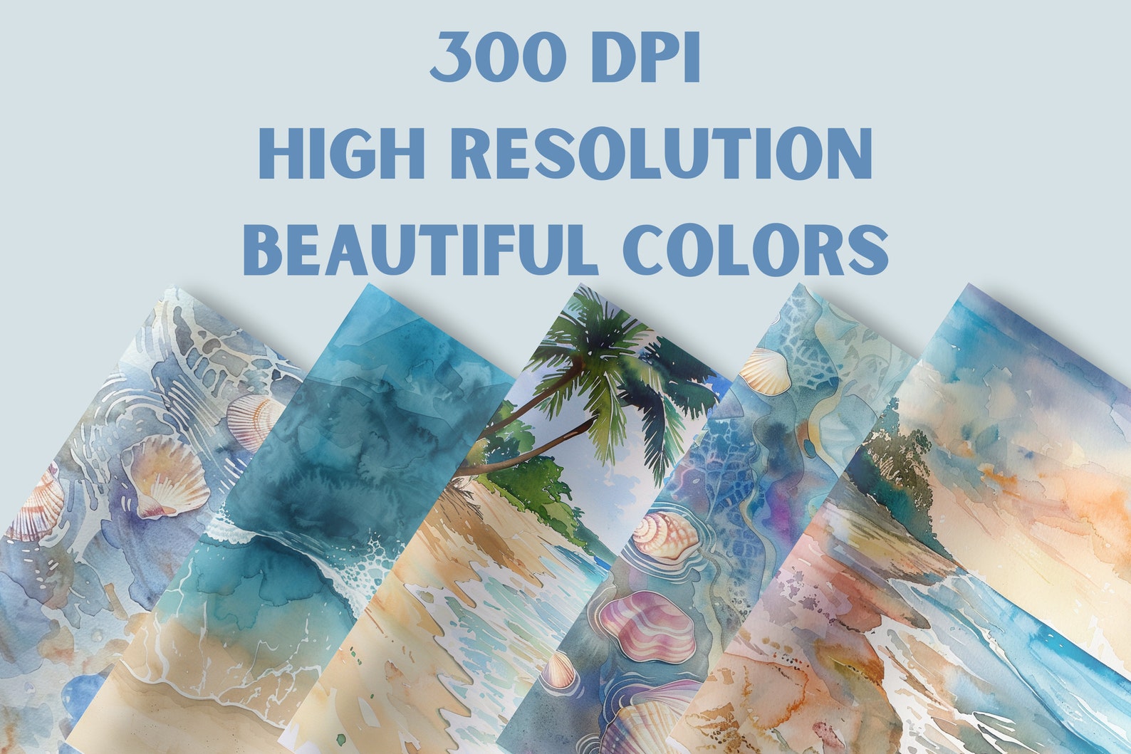 Beach Ocean Digital Scrapbook Paper Backgrounds-vacation Sand Water ...