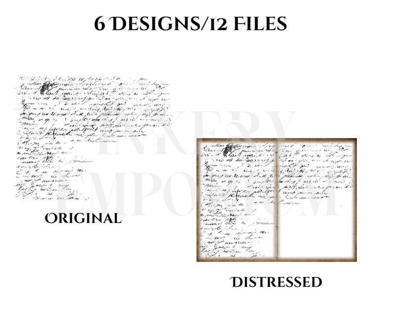 Printable Junk Journal Page Overlay Vintage Cursive Distressed Faded ...