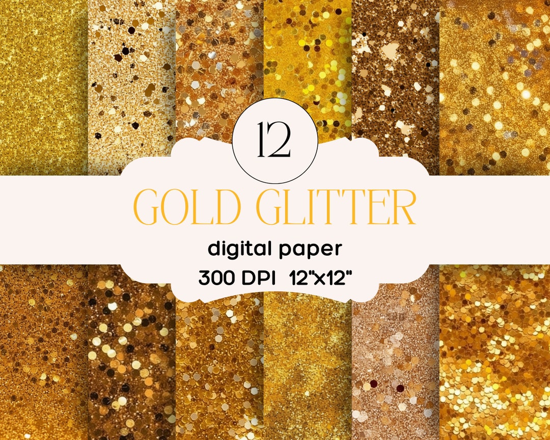 Gold Glitter-digital Scrapbook Paper Bundle- Crunchy- Instant Download ...