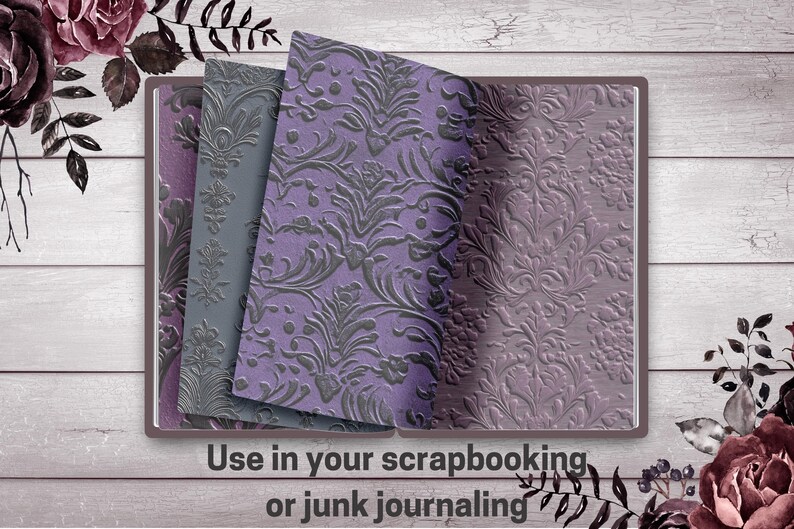 Dark Moody Victorian Brocade Digital Scrapbook Paper Backgrounds ...