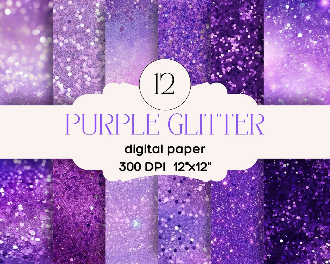 Purple Glitter-digital Scrapbook Paper Bundle-- Instant Download-300 ...