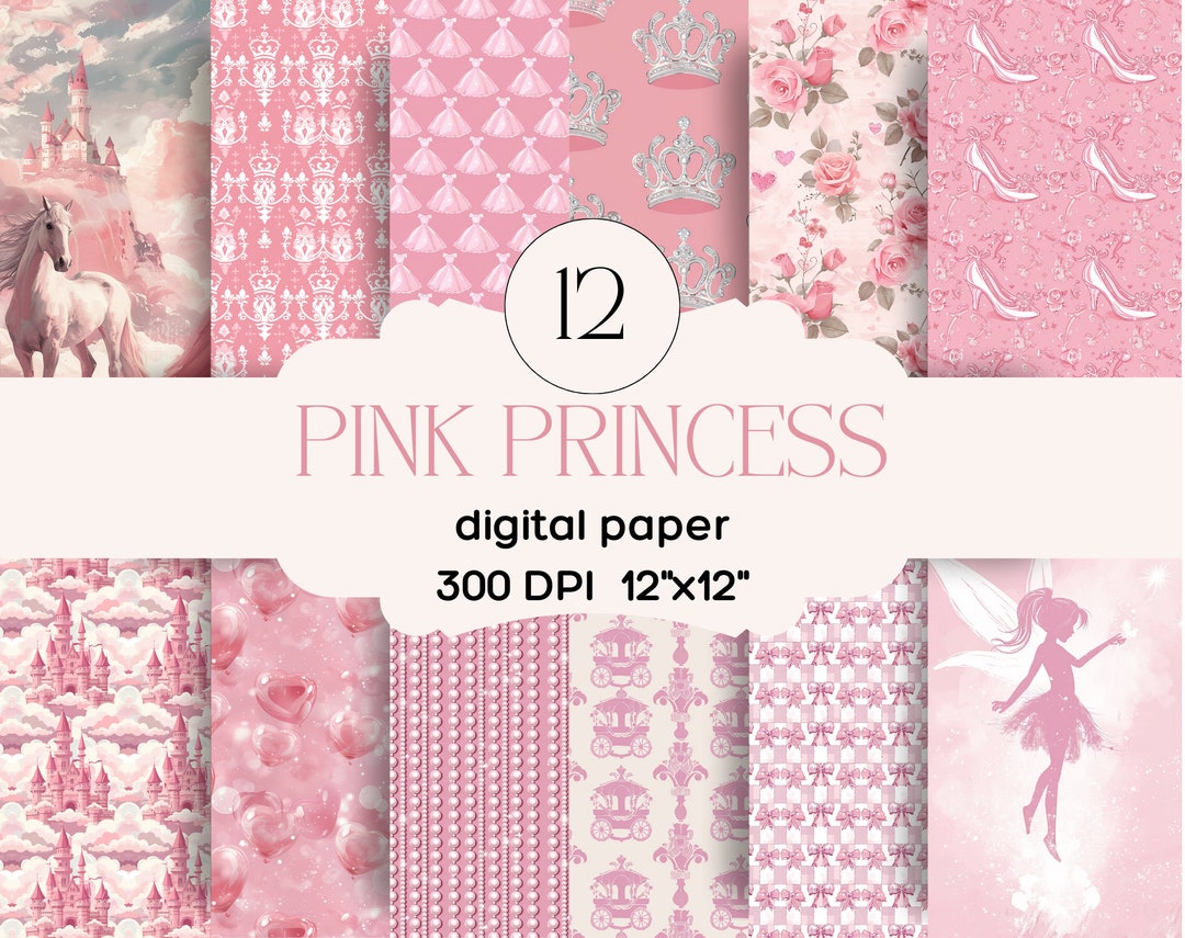Pink Princess Digital Scrapbook Paper Backgrounds-fairytale Castle ...
