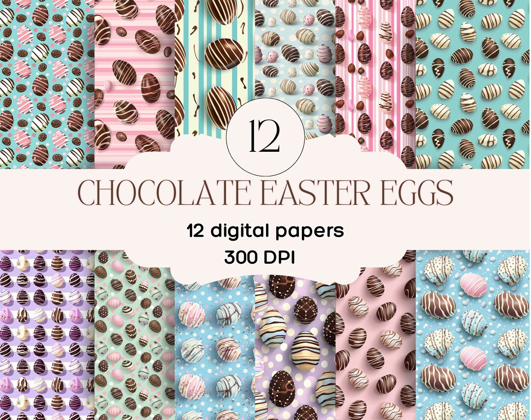 Chocolate Easter Eggs Digital Scrapbook Paper Backgrounds-pastel White ...