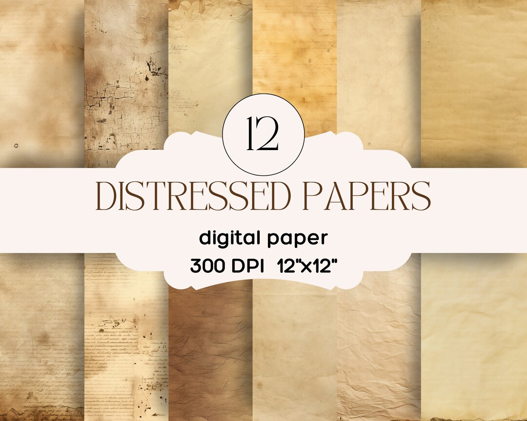 Distressed Grunge Paper- Junk Journal, Antique Book Pages Digital ...
