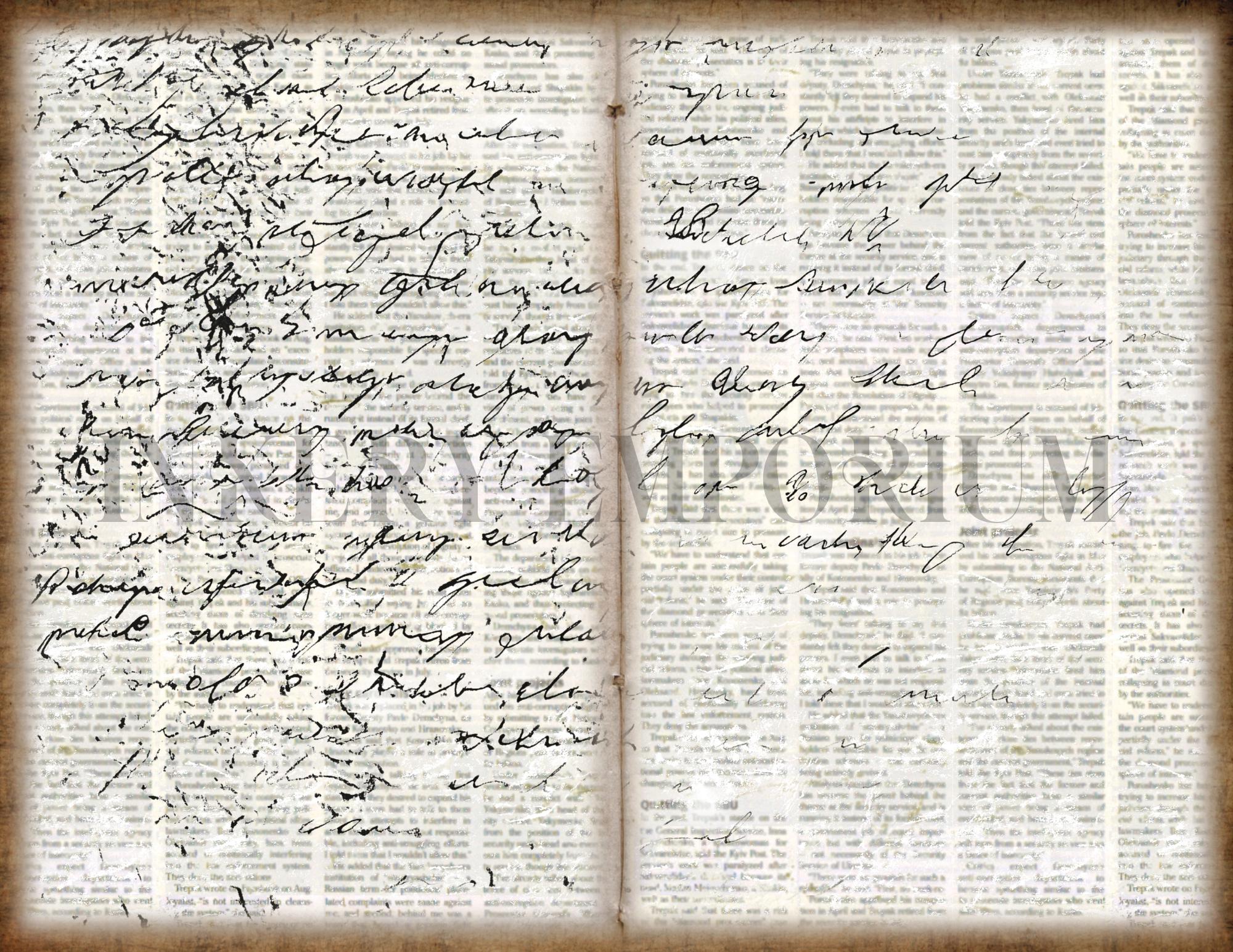 Printable Junk Journal Page Overlay Vintage Cursive Distressed Faded ...