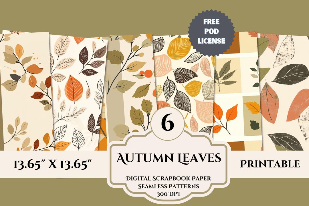 Autumn Leaves Digital Scrapbook Paper Backgrounds-fall Neutrals ...