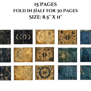 Sun Moon Zodiac Junk Journal Pages- Vintage Gothic- Distressed Digital ...