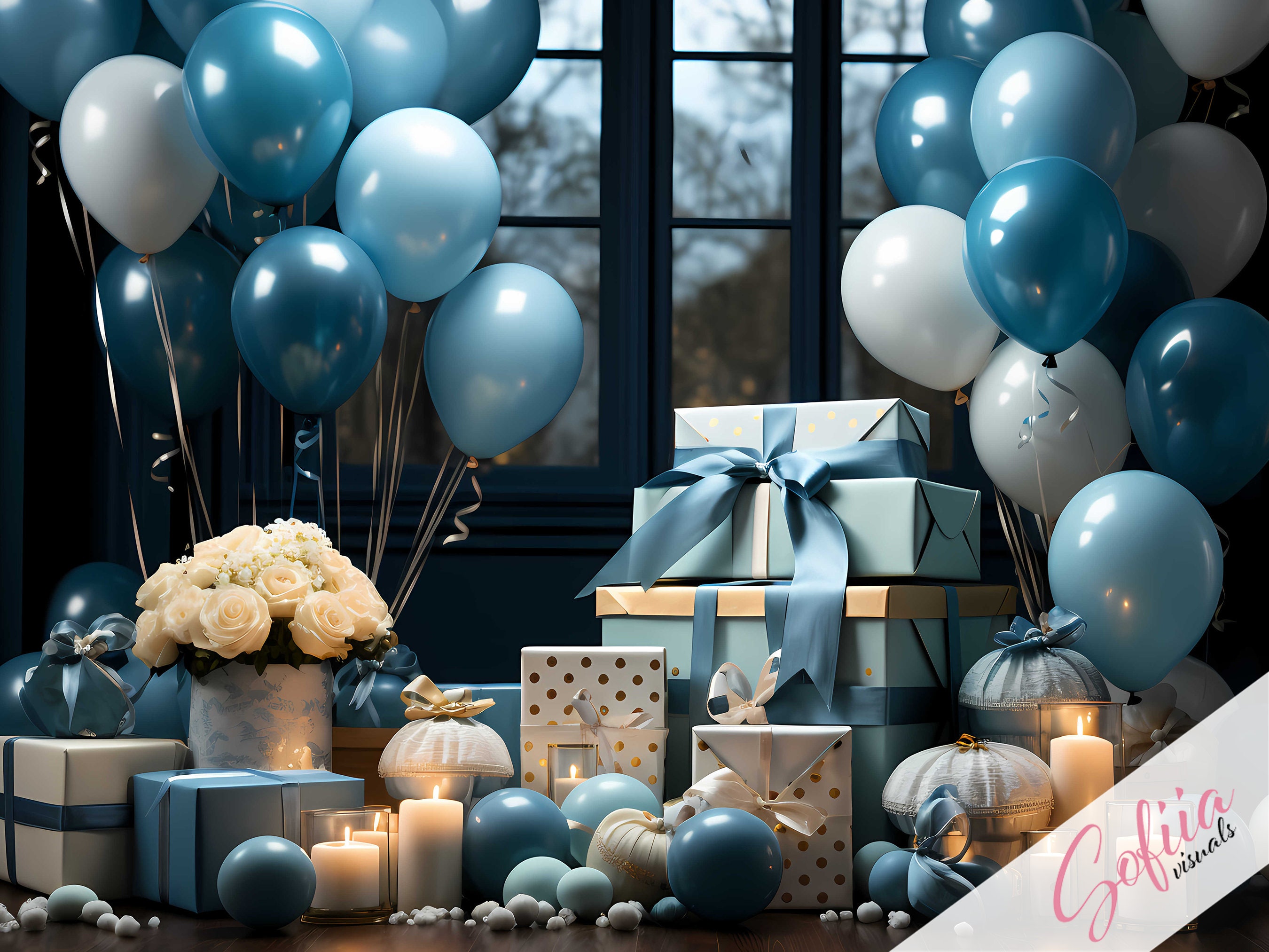 100 Boys Birthday Digital Backdrop Bundle, Photoshop Overlays ...