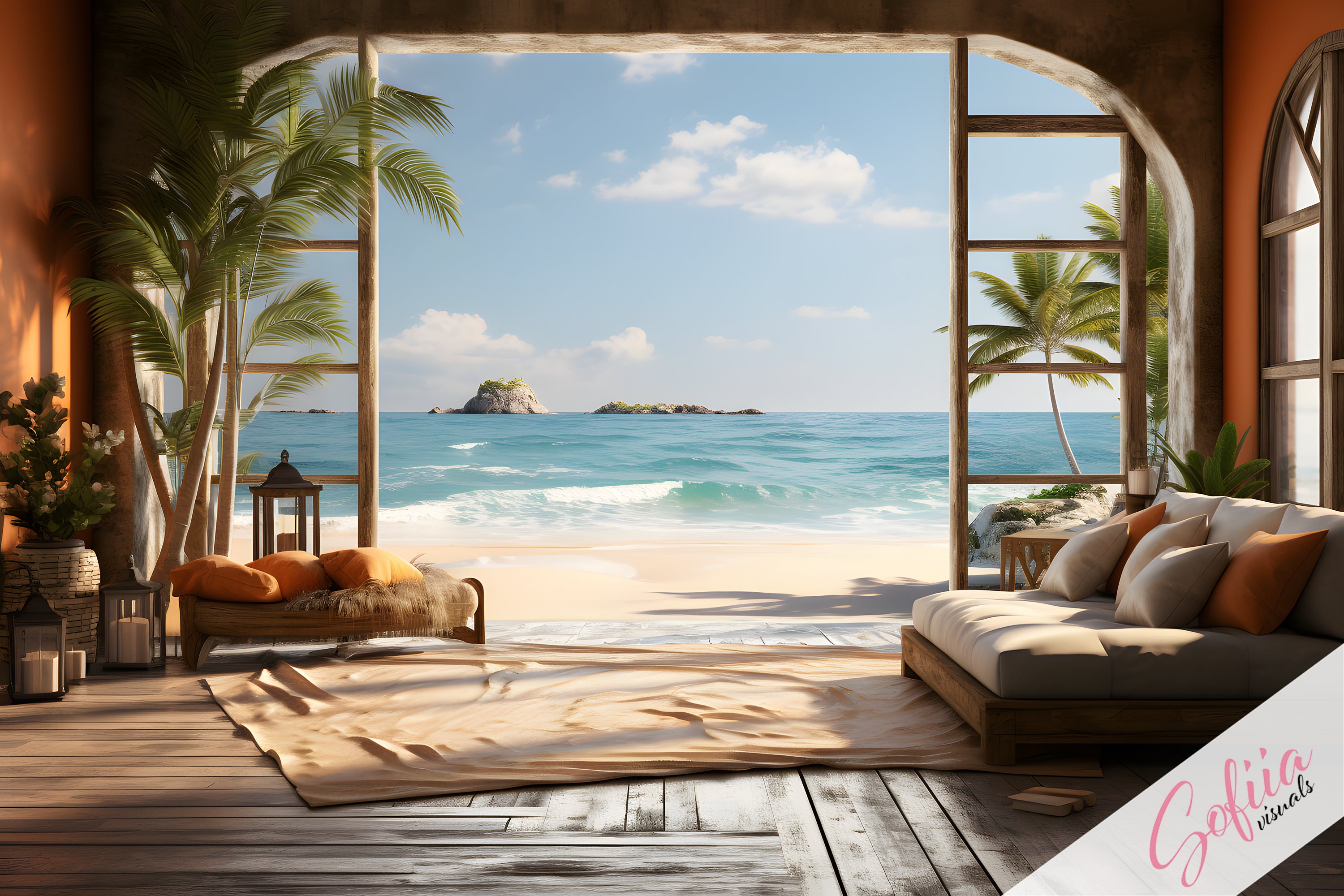 100 Beach Digital Backdrops for Photography, Coastal & Vacation Photo ...