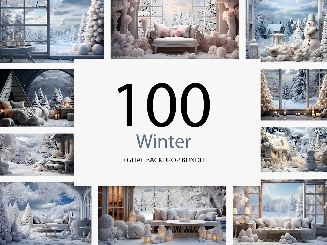 100 Winter Backdrop Bundle, Photoshop Overlays, Photography Backdrop ...