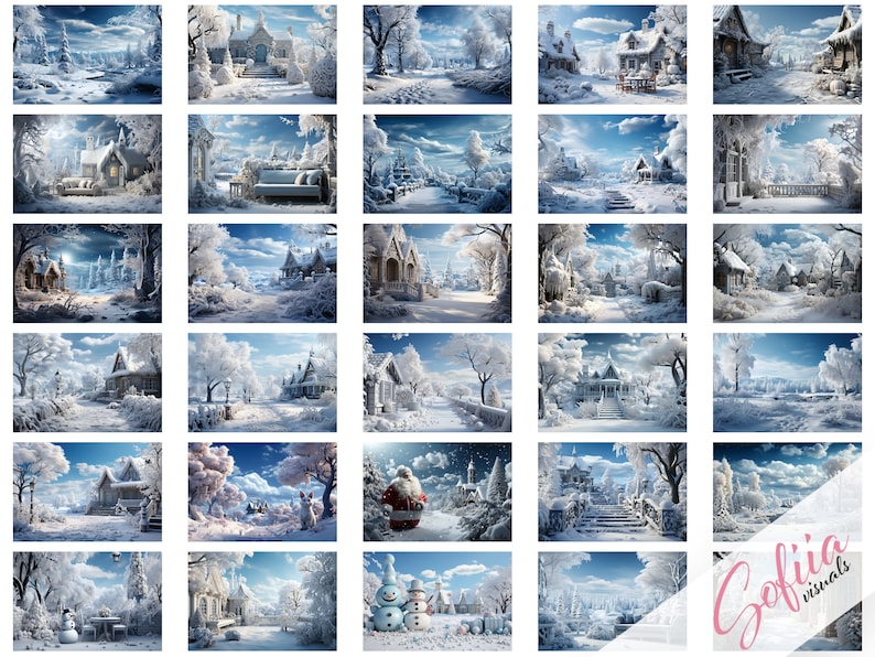 100 Winter Wonderland Backdrop Bundle, Photoshop Overlays, Photography ...