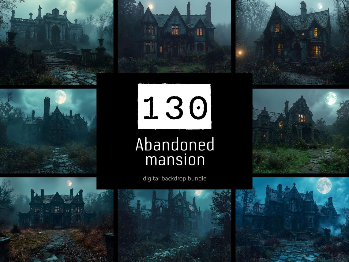 130 Abandoned Mansion Backdrop Bundle, Photoshop Overlays, Photography ...