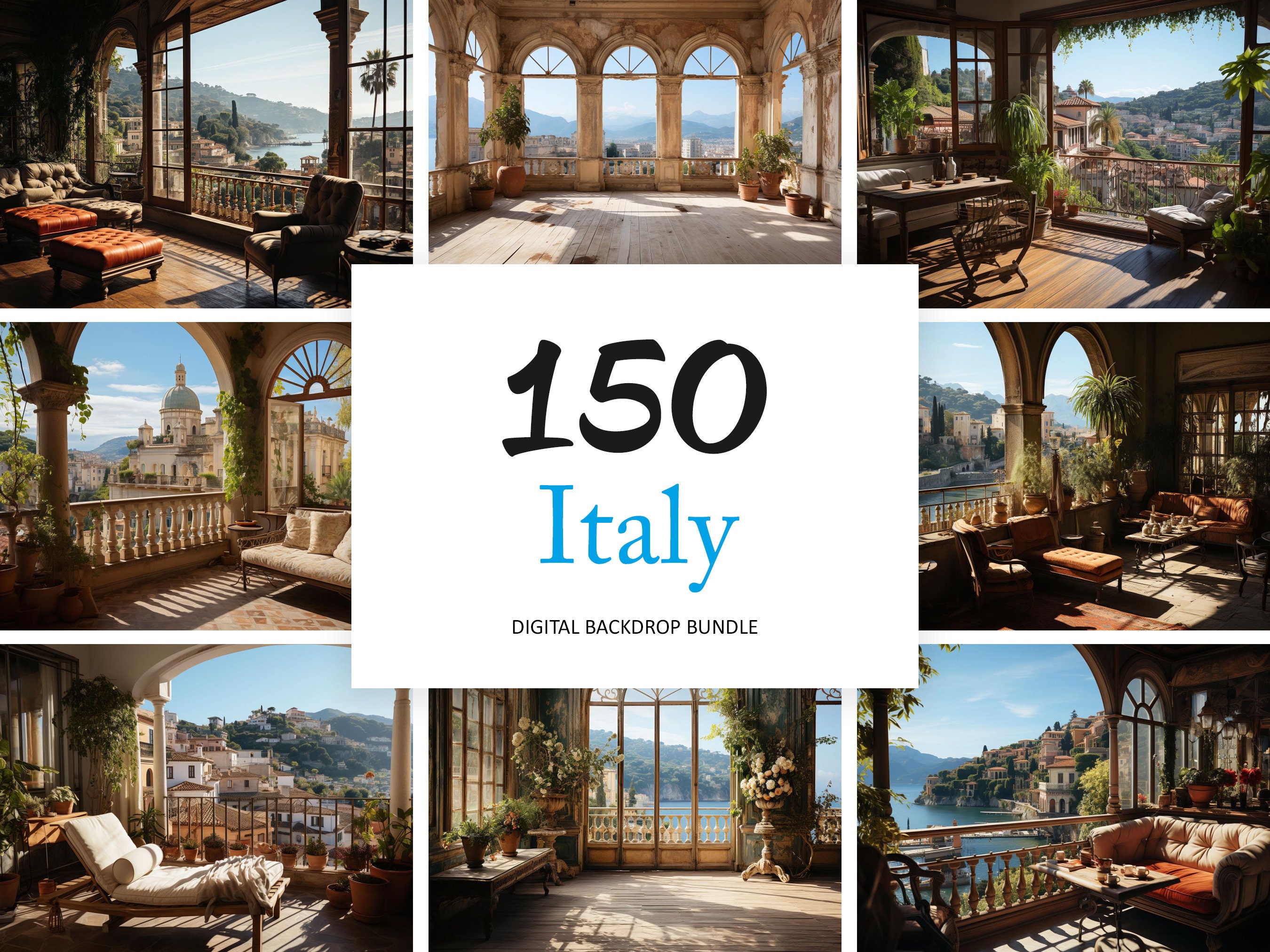 150 Italy Backdrop Bundle, Photoshop Overlays, Photography Backdrop ...