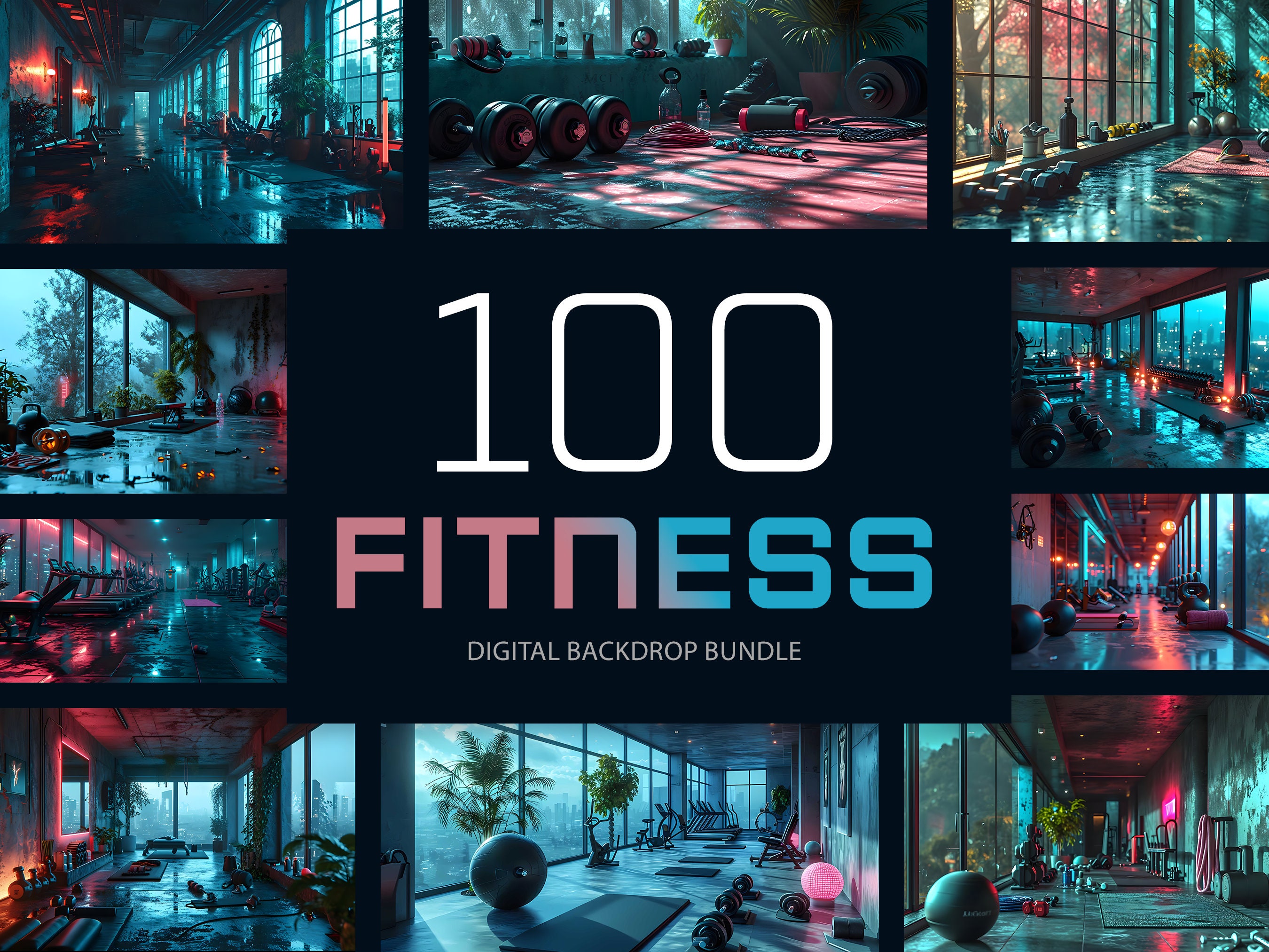 100 Fitness Backdrop Bundle, Photoshop Overlays, Photography, Digital ...