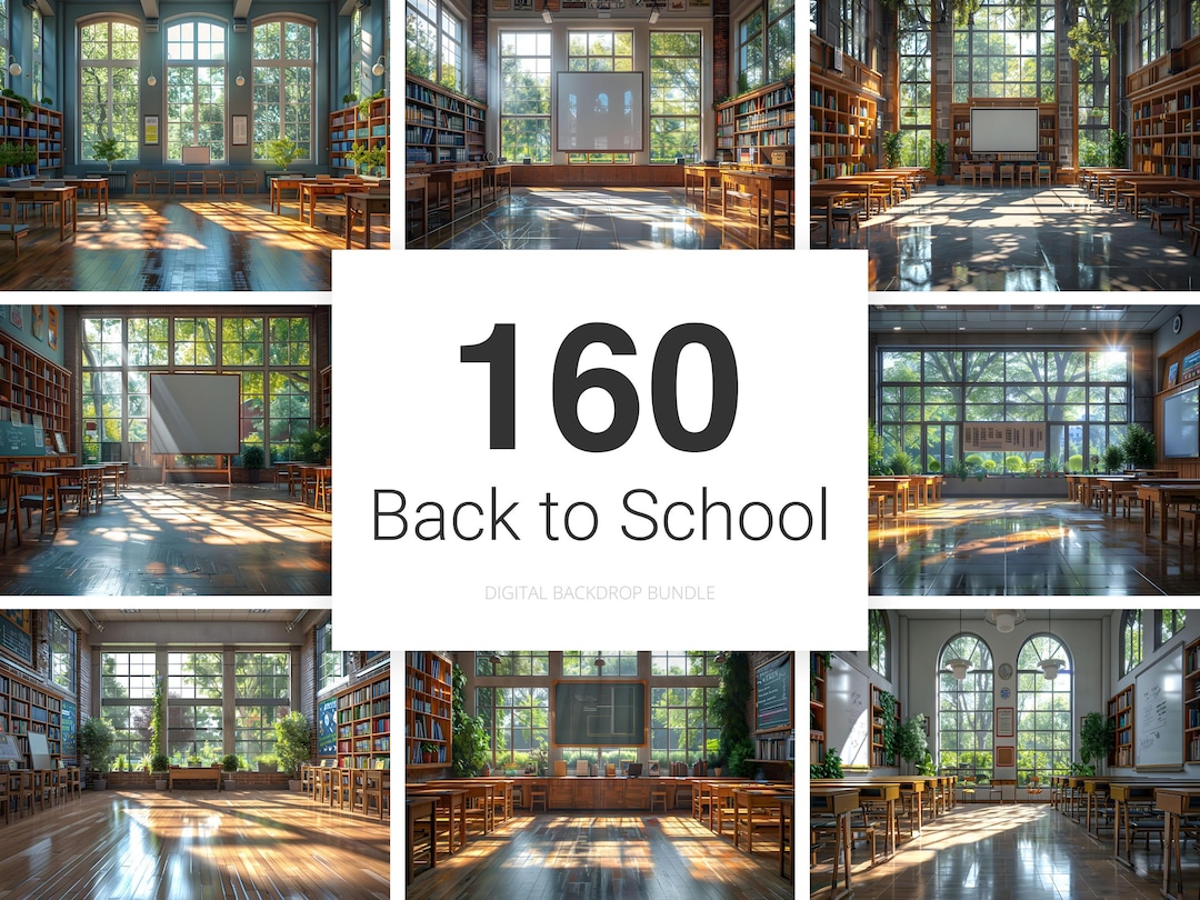 160 Back to School Photography Backdrops: Classroom Photo Overlays ...