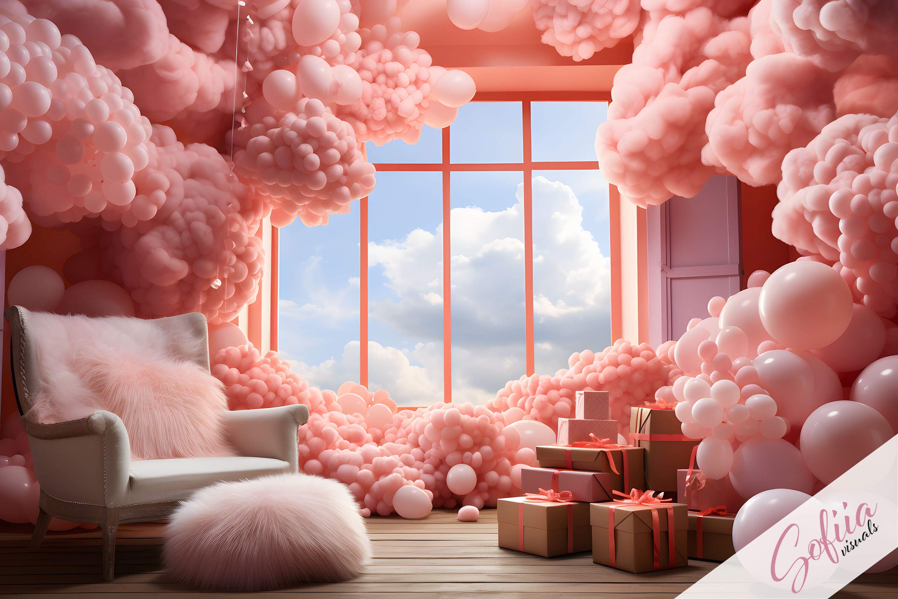 100 Pink Girls Birthday Digital Backdrops: Photo Editing Overlays ...