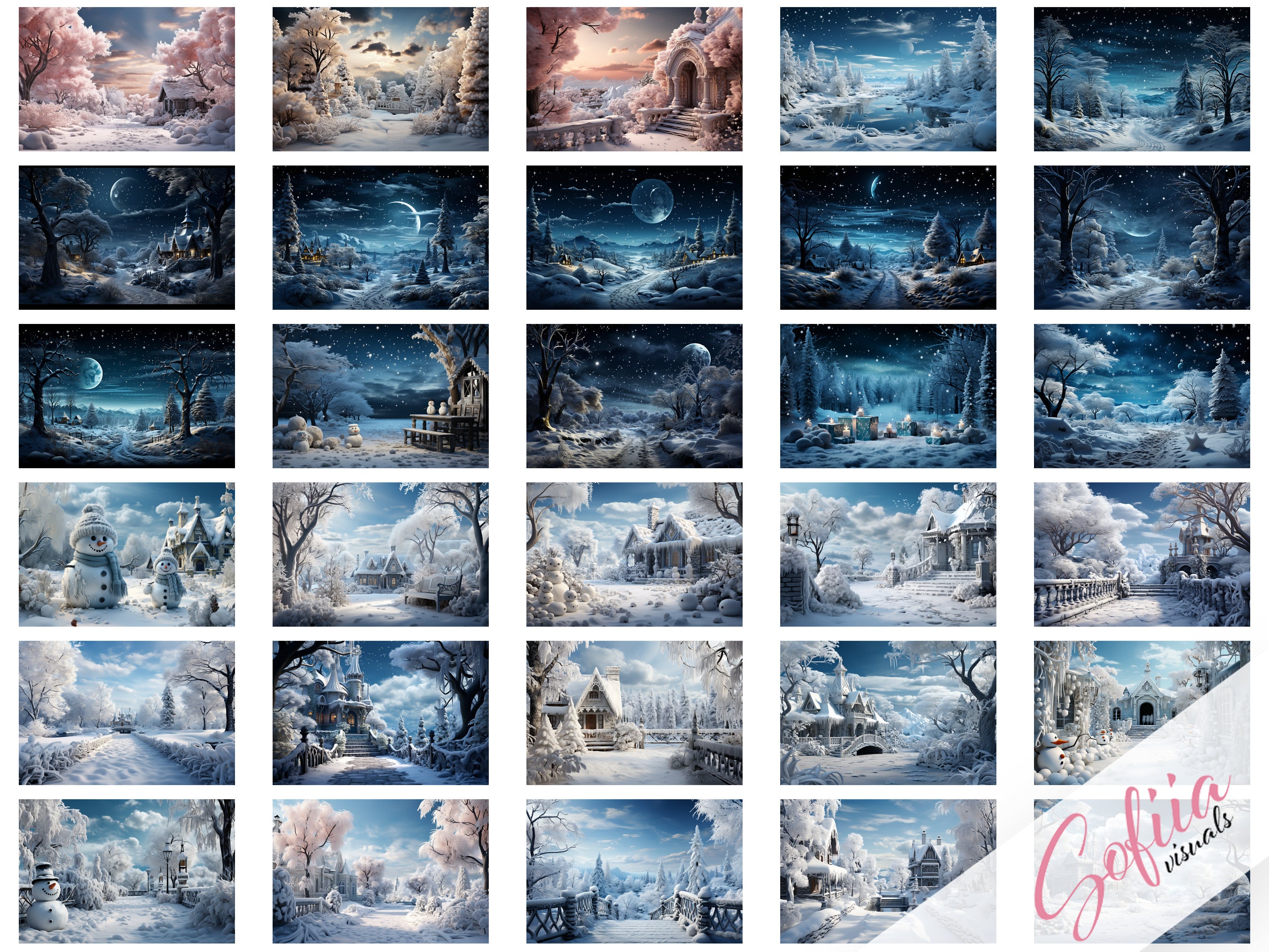 100 Winter Wonderland Backdrop Bundle, Photoshop Overlays, Photography ...