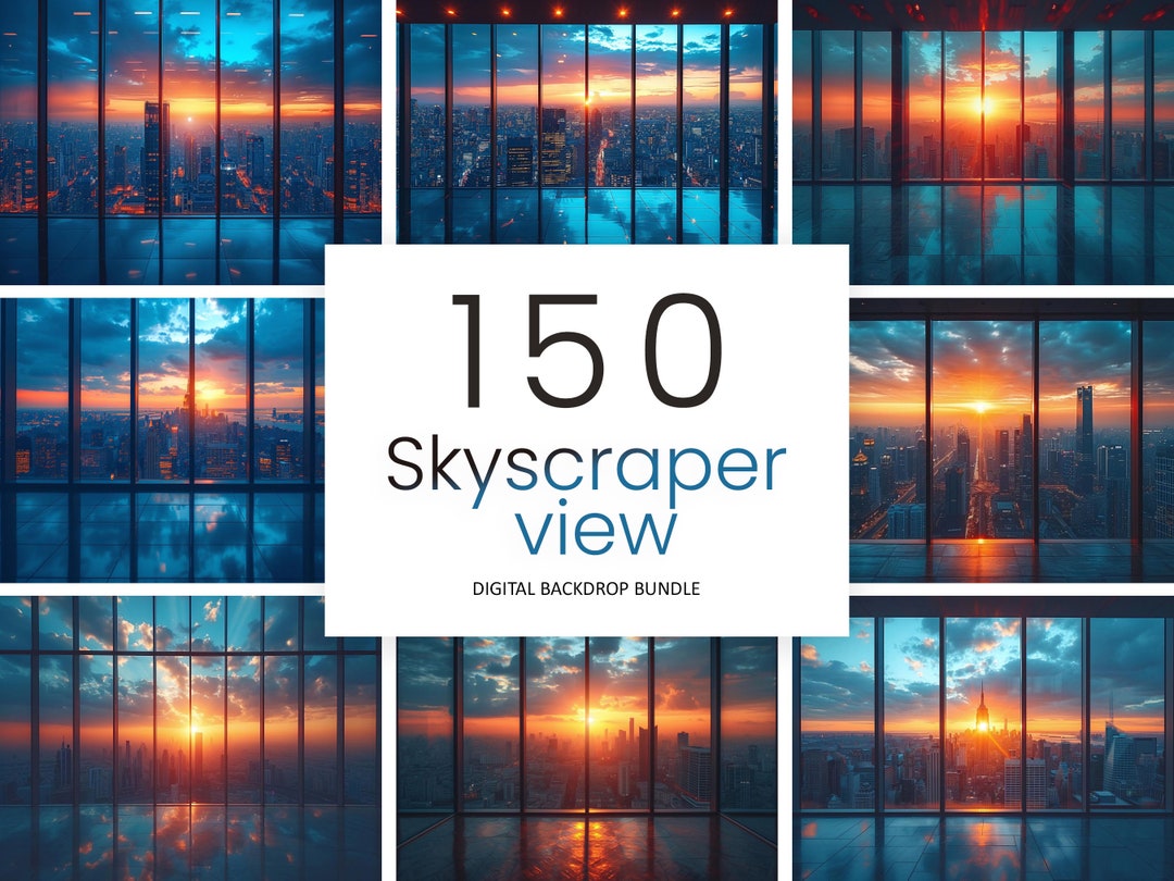 150 Skyscraper View Backdrop Bundle, Photoshop Overlays, Photography ...