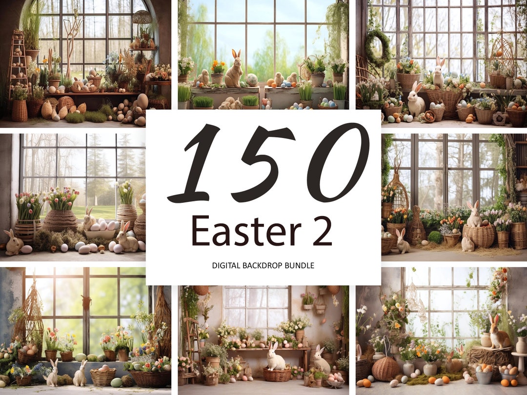 Easter Photography Backdrops: Bunny, Eggs, Basket (digital Download) - Etsy