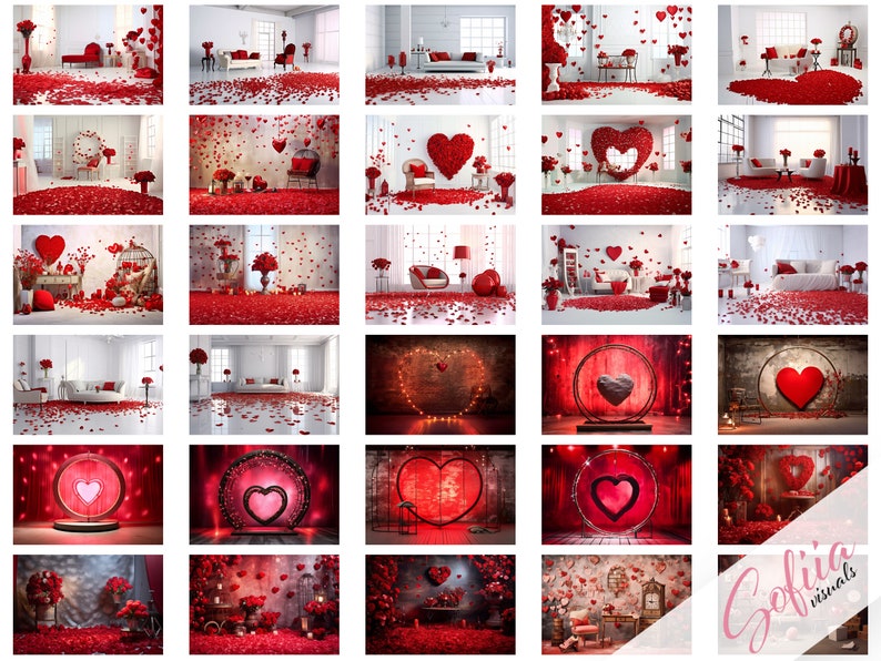 100 Valentine's Day Backdrop Bundle, Photoshop Overlays, Photography ...