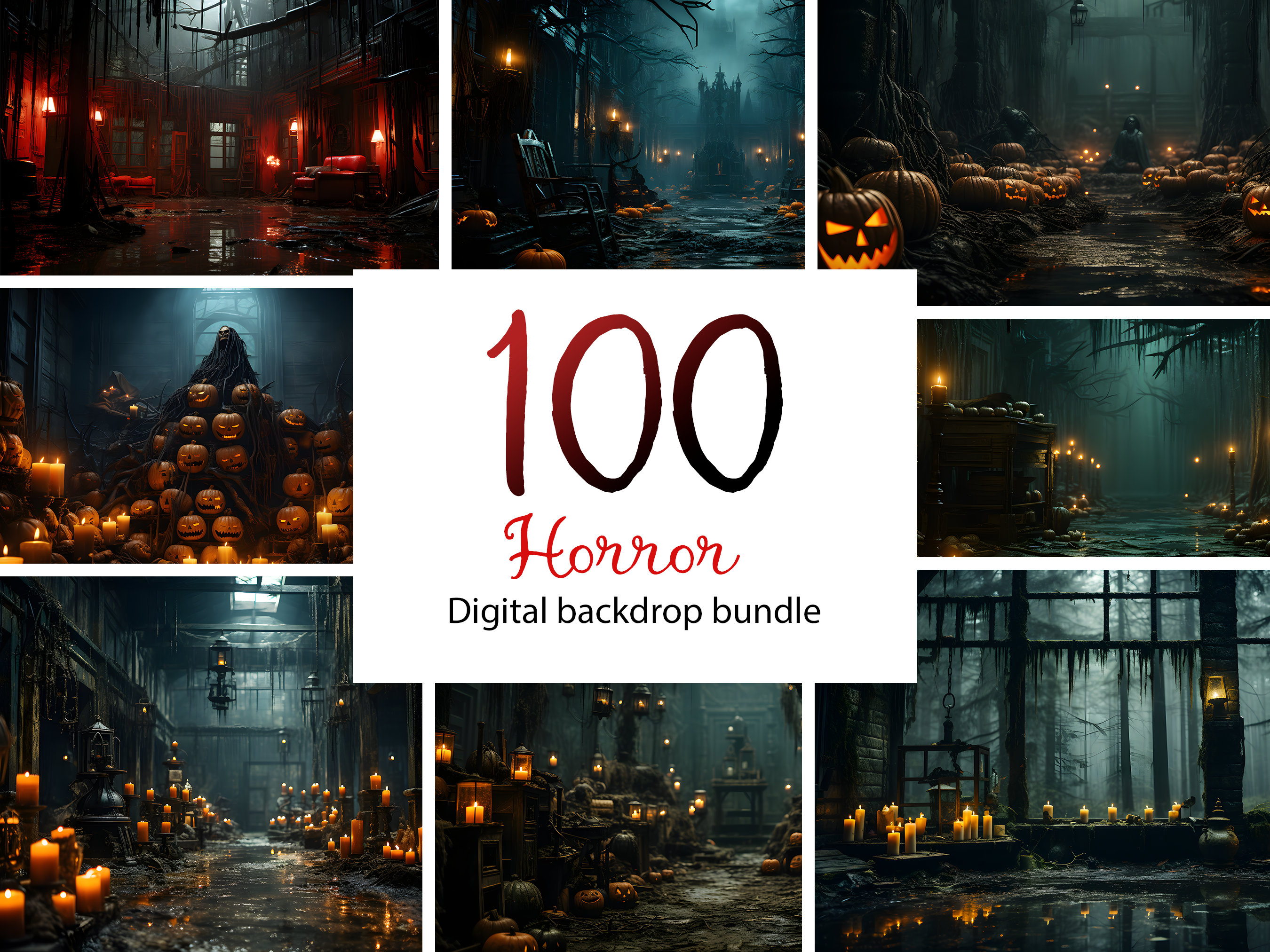 100 Horror Backdrop Bundle, Photoshop Overlays, Photography Backdrop ...