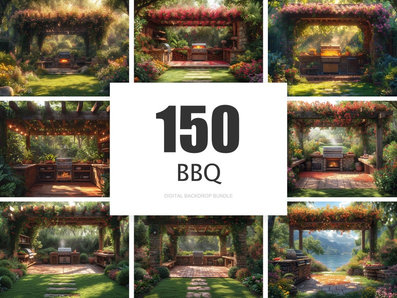 150 BBQ Backdrop Bundle, Photoshop Overlays, Photography Backdrop ...