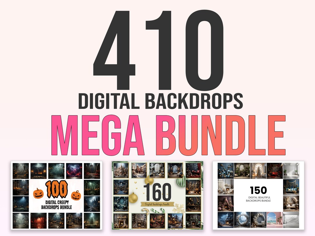410 Pieces Mega Backdrop Bundle, Photoshop Overlays, Photography ...