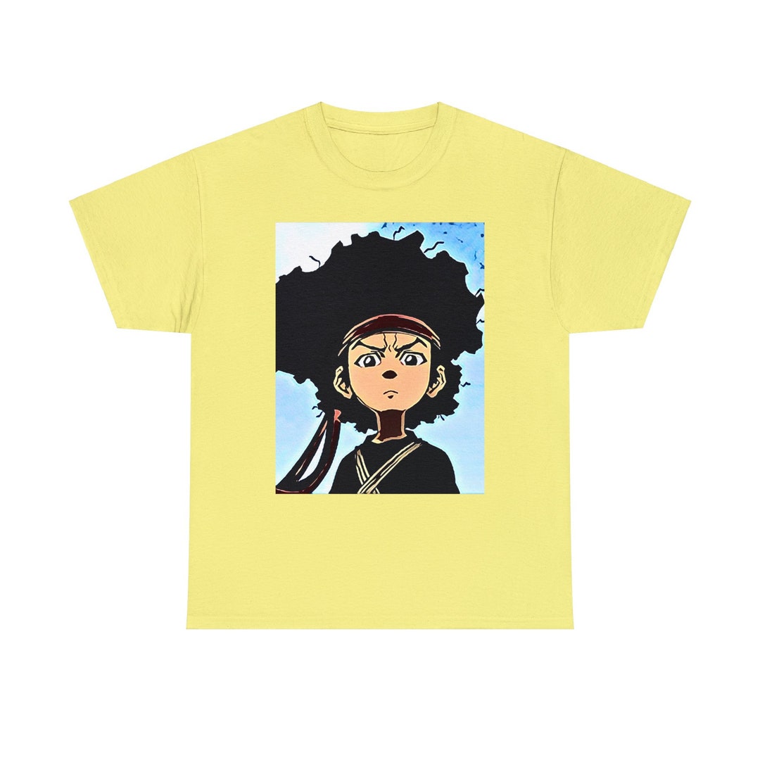 Huey Freeman the Boondocks Graphic Print Crew Neck SS Unisex Heavy ...