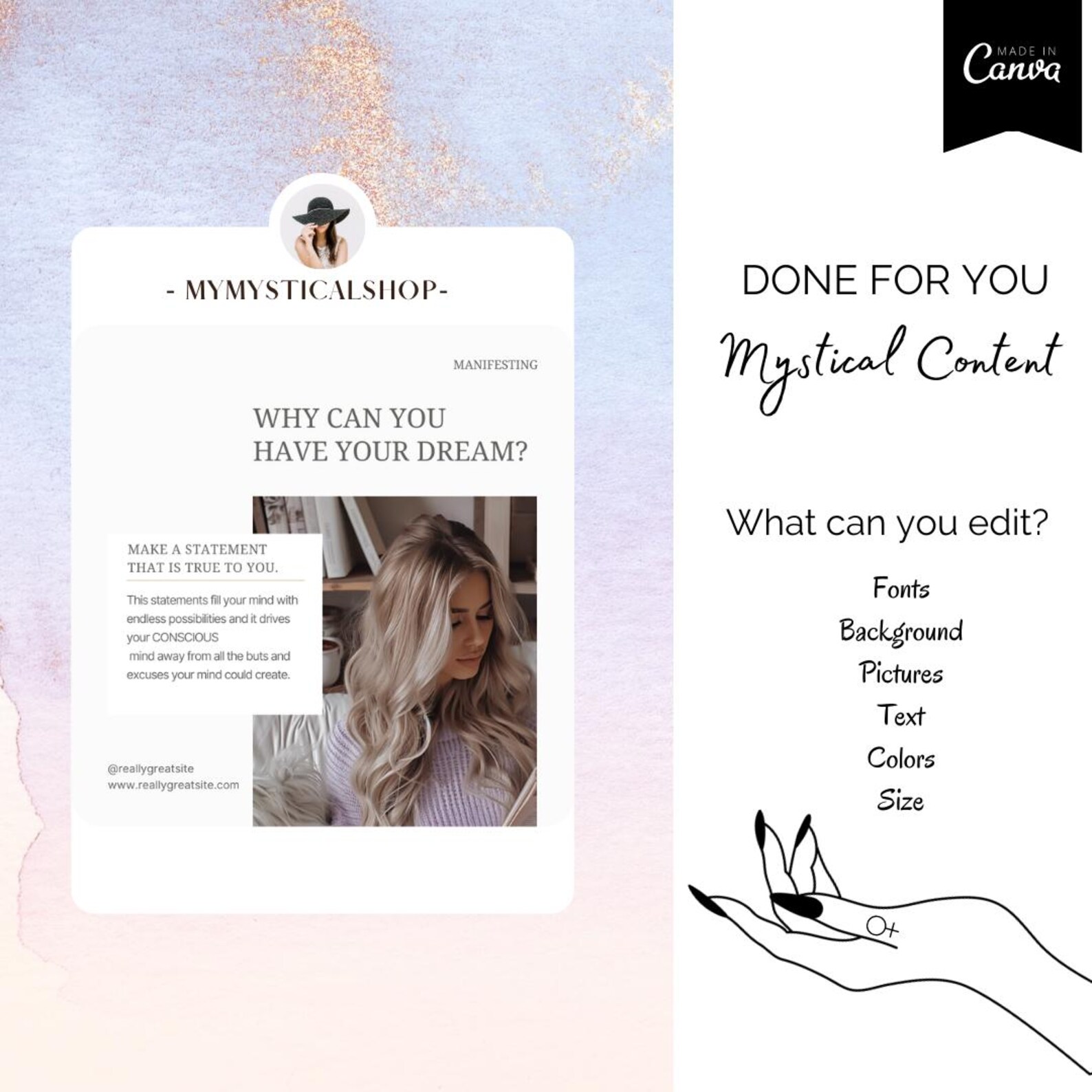 MANIFESTING SPIRITUAL Instagram Templates Posts Made for Mystics ...