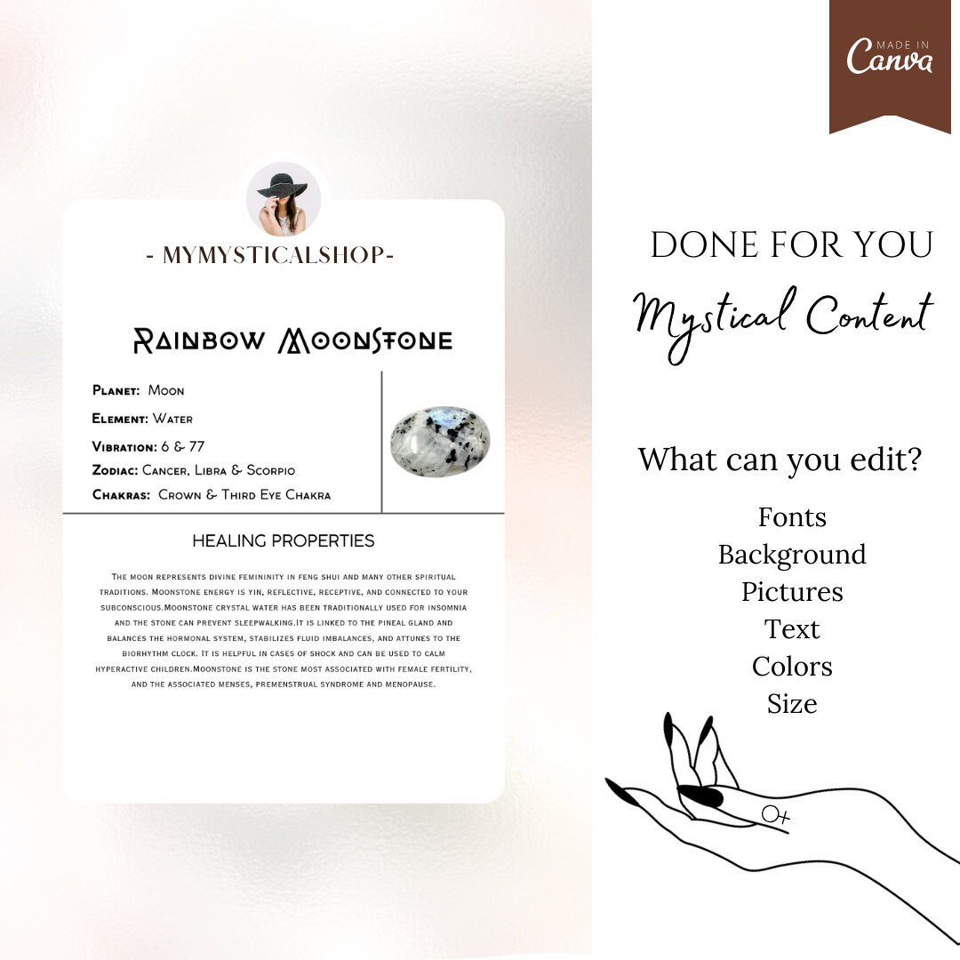 CRYSTAL CORRESPONDENCES Printable and Canva Editable Cards Spiritual ...