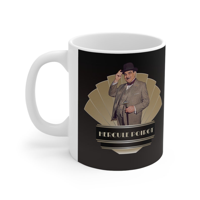 Art Deco Hercule Poirot Ceramic Mug 11oz | the Belgian Detective Coffee ...